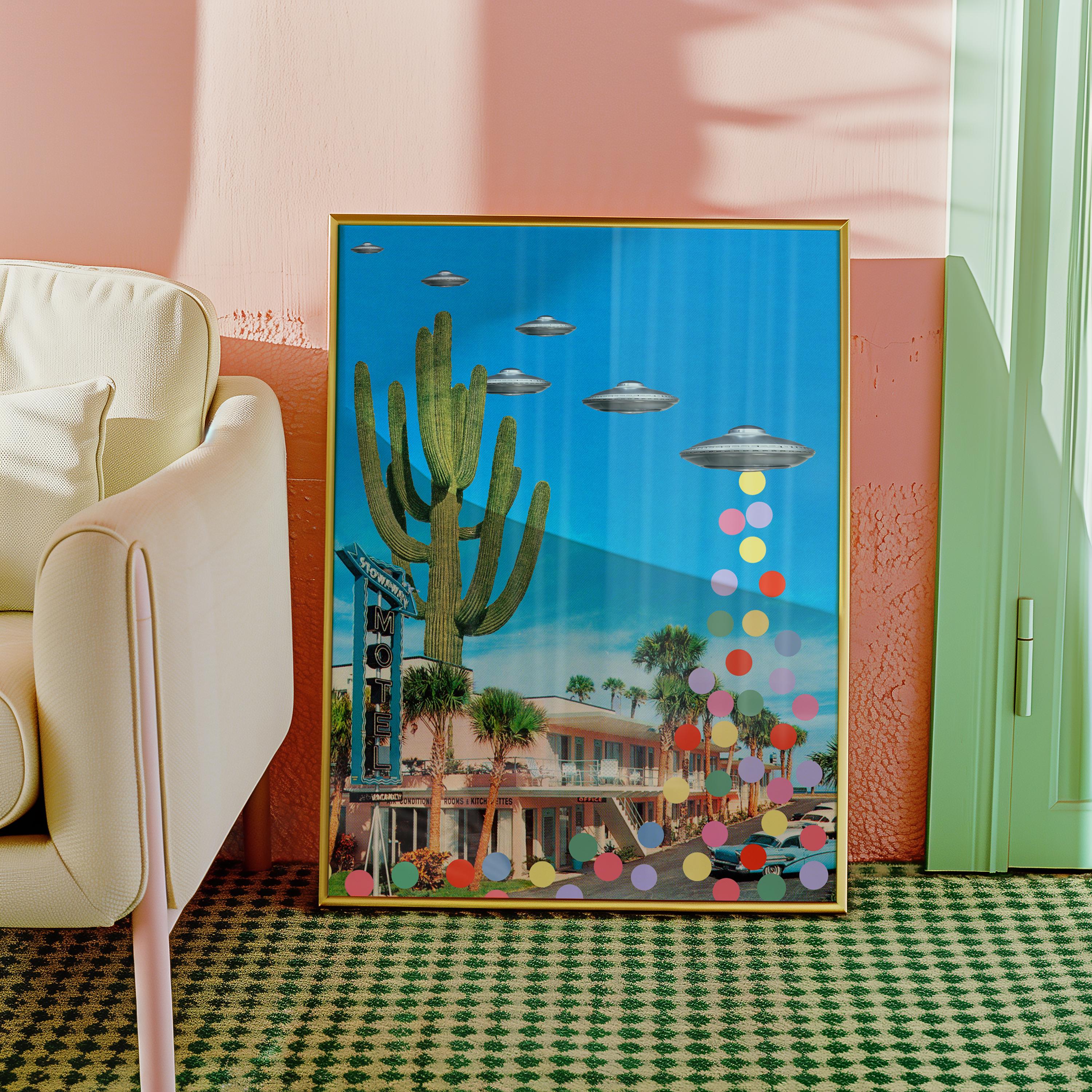 Ufos on Holiday (alien Confetti) Art Print | Vintage Travel Motel ...