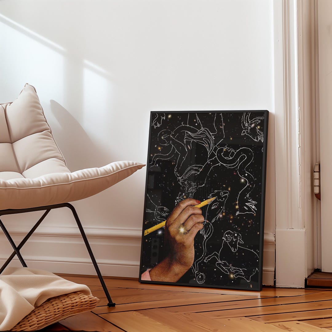 Drawing Constellations Art Print | Surreal Cosmic Astrology Artist ...