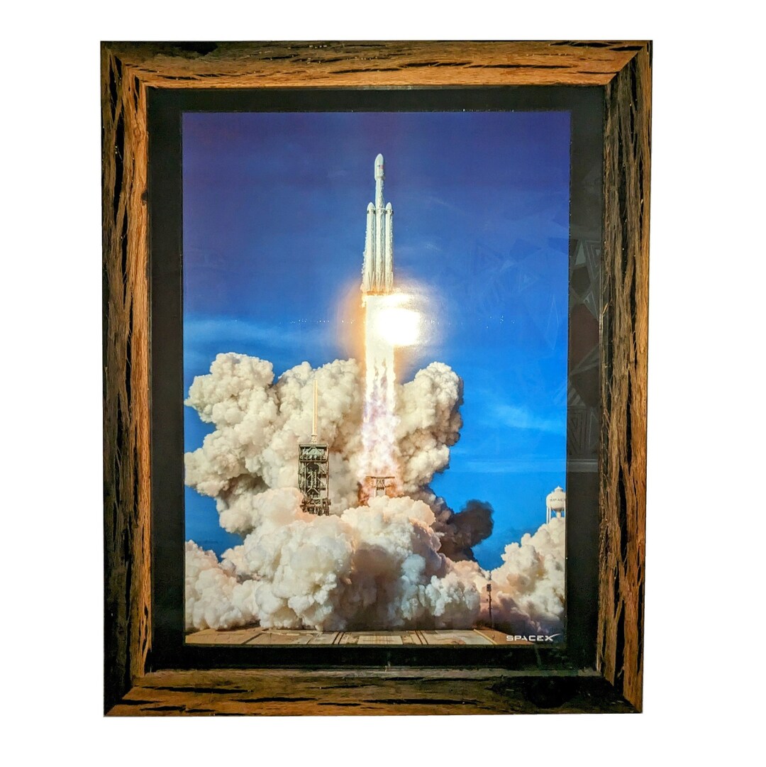 Falcon Heavy Maiden Flight Rocket Poster. Wood and Epoxy Picture Frame ...