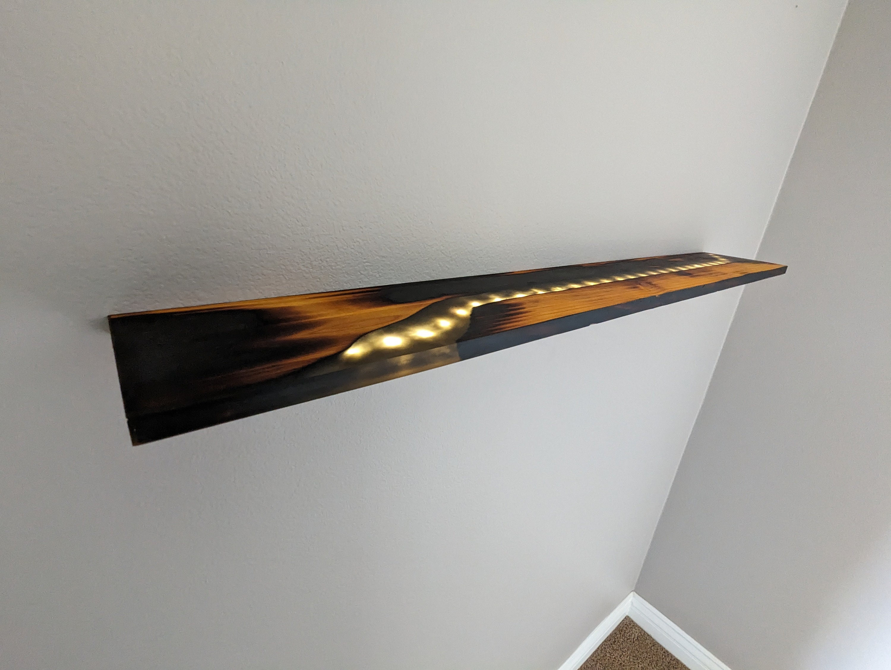 Motion Activated LED Shelf: Orange Stain Epoxy Accent - Etsy