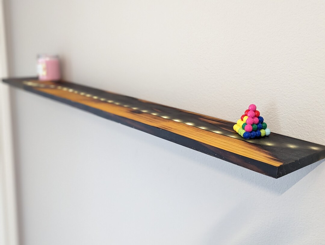 Motion Activated LED Shelf: Orange Stain Epoxy Accent - Etsy