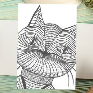 Abstract Cat Coloring Page, Instant Digital Download, High Resolution ...