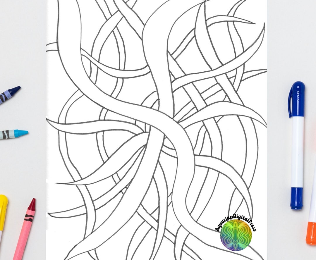 Abstract Geometric Coloring Page, Hand Drawn, Instant Digital Download ...