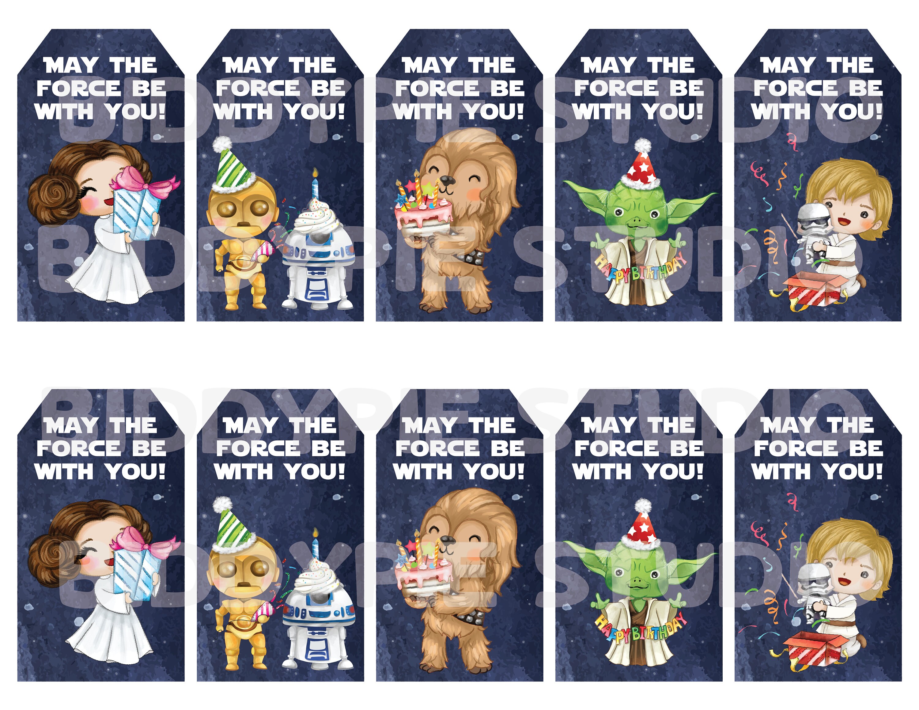 Star Wars Thank You Tags | Baby Yoda Favor Tags | R2D2 | Princess Leia ...