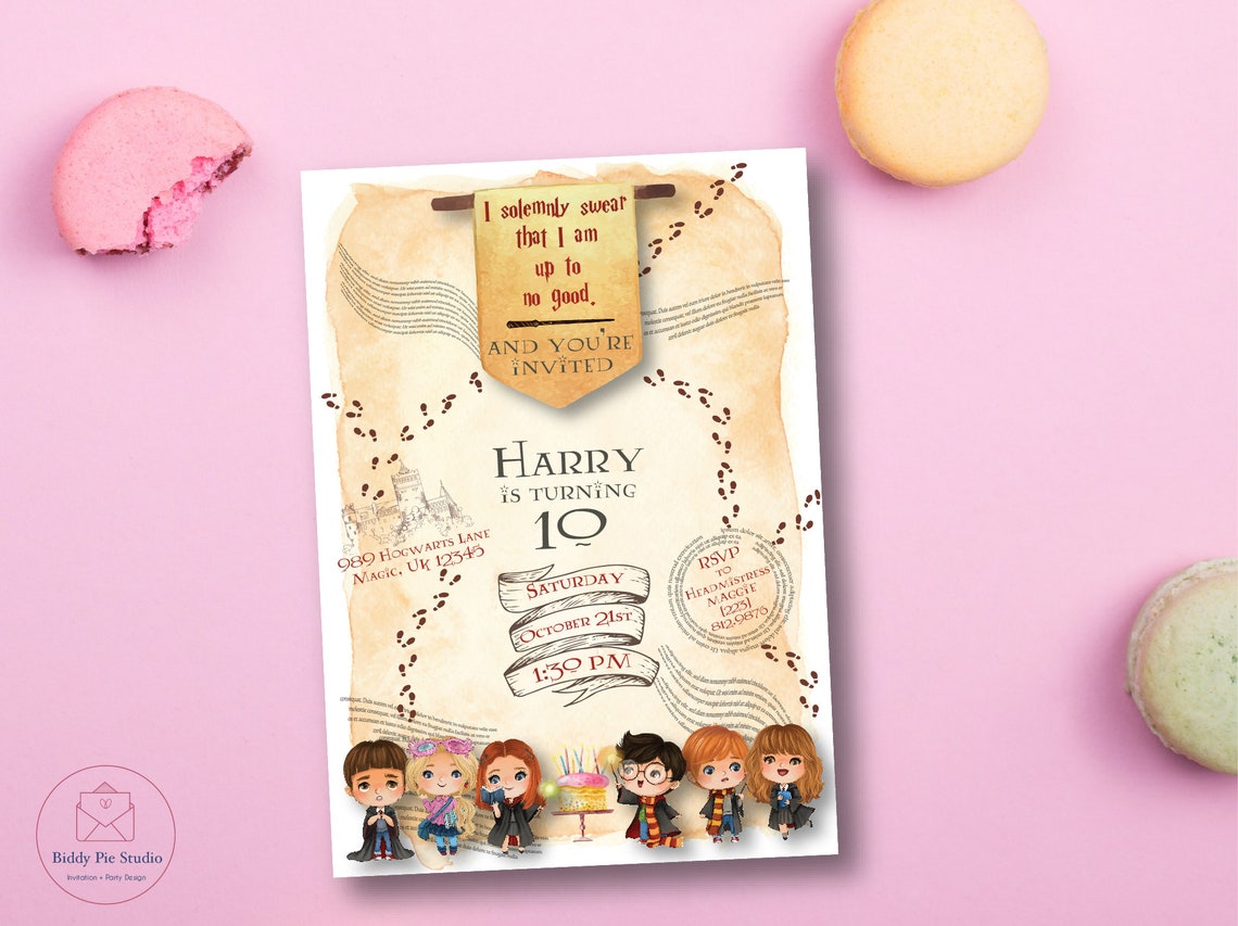 Wizard Boy Birthday Party Invitation Wizard Friends Wizard Map Wizard ...