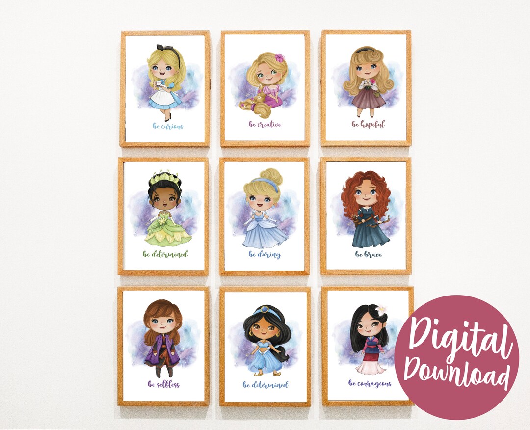Princess Wall Art Decor | Princess Poster | Nursery Art | Room Art ...