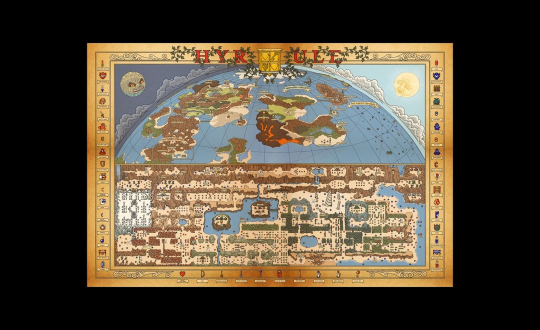 The Legend of Zelda - Hyrule Map Metal Poster 8" X 12" - Etsy