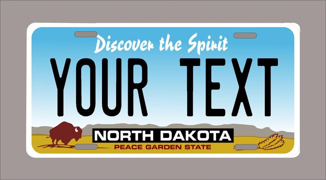 North Dakota License Plate -custom Text- - Etsy