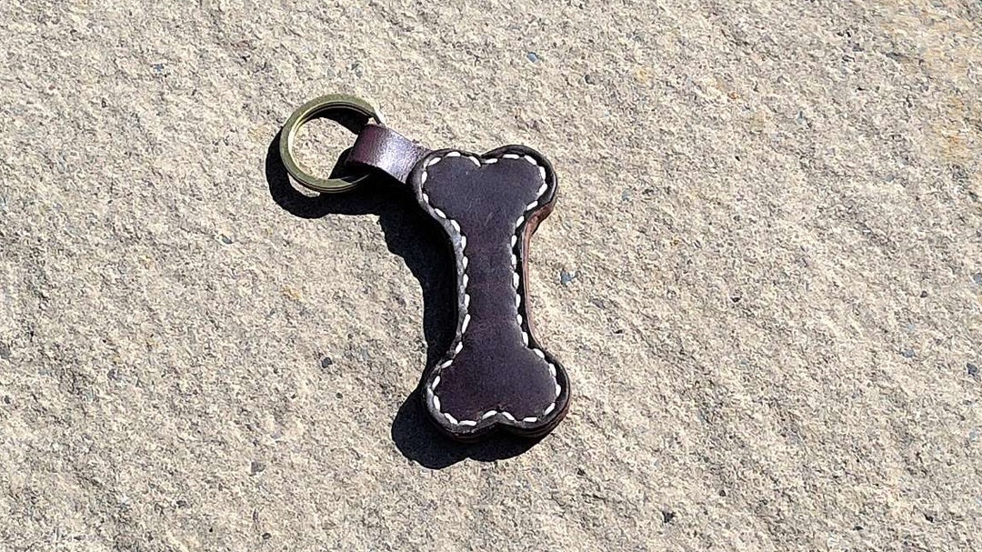 Leather Dog Bone Key Chain Handmade - Etsy