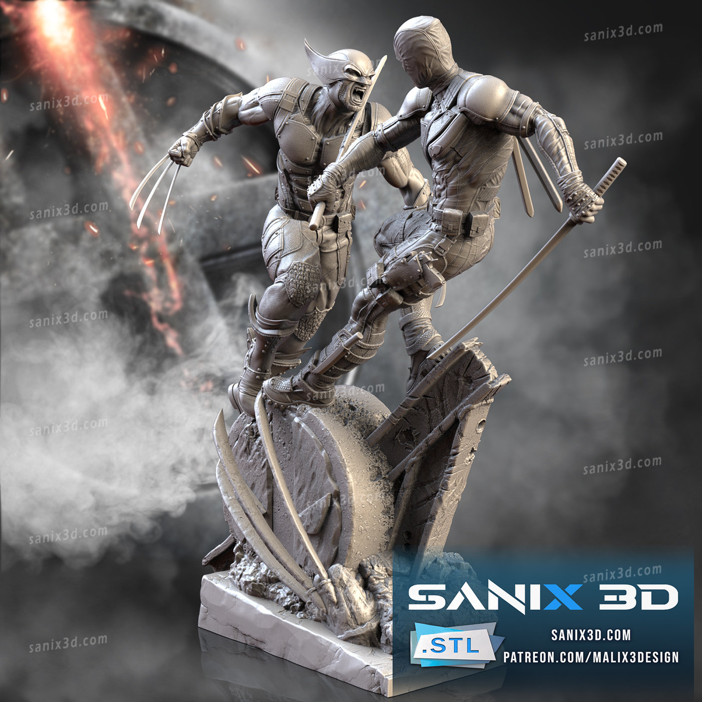 Deadpool & Wolverine – the Immortal Friends | Fan Art Resin Sculpture ...