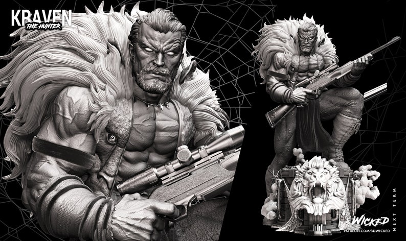 Kraven the Hunter Sculpture Kit - by Wicked - High Quality Photopolymer ...