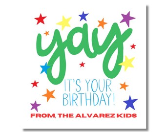 Happy Birthday Calling Card, Colorful Birthday Gift Tag, Enclosure Card ...