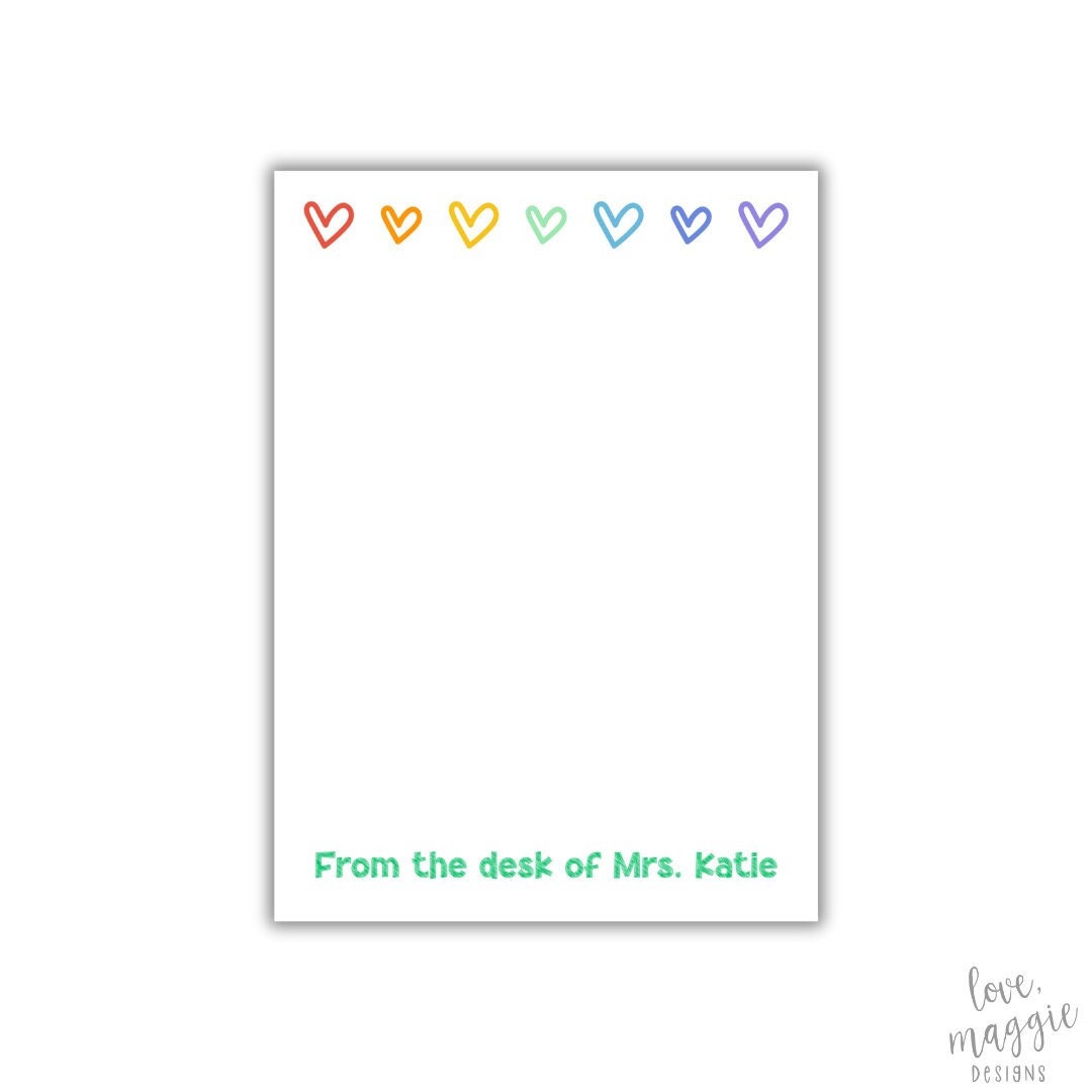 Heart 5X7 Notepad, Notepads for Teachers, From the Desk Of - Etsy