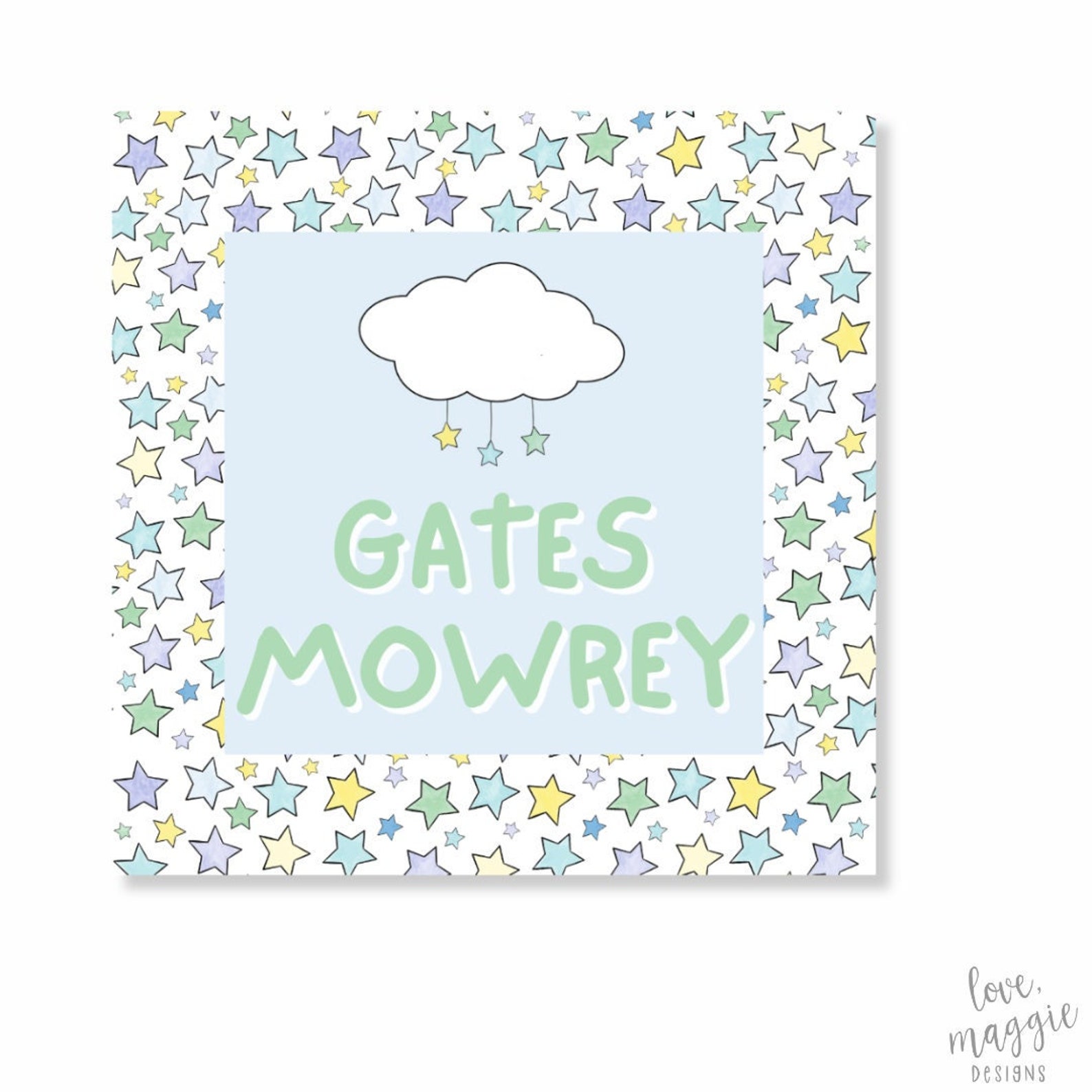 Star Calling Card, Star Gift Tag, Enclosure Card, Baby Shower Calling ...