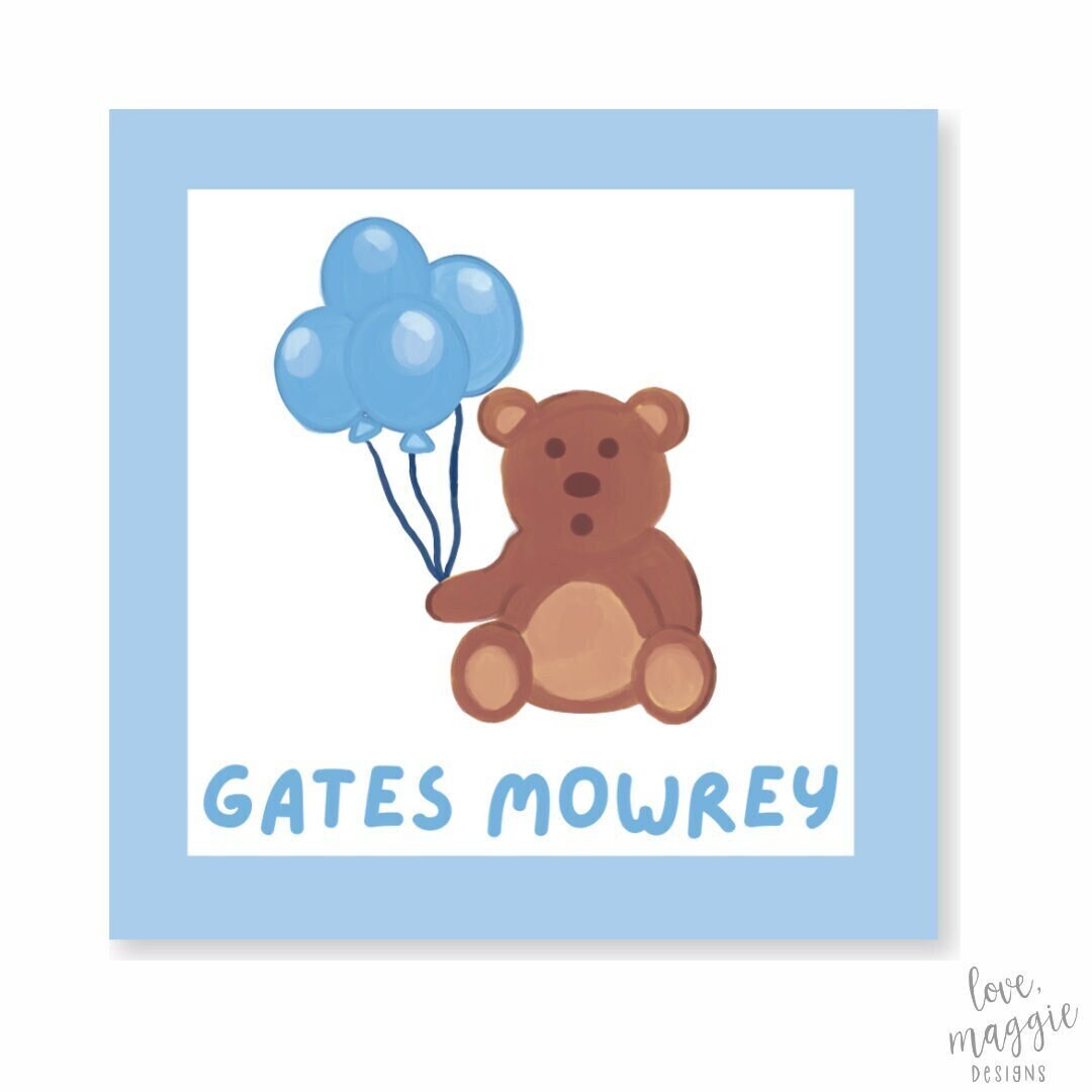 Baby Bear Calling Card, Baby Bear Gift Tag, Enclosure Card, Sticker - Etsy