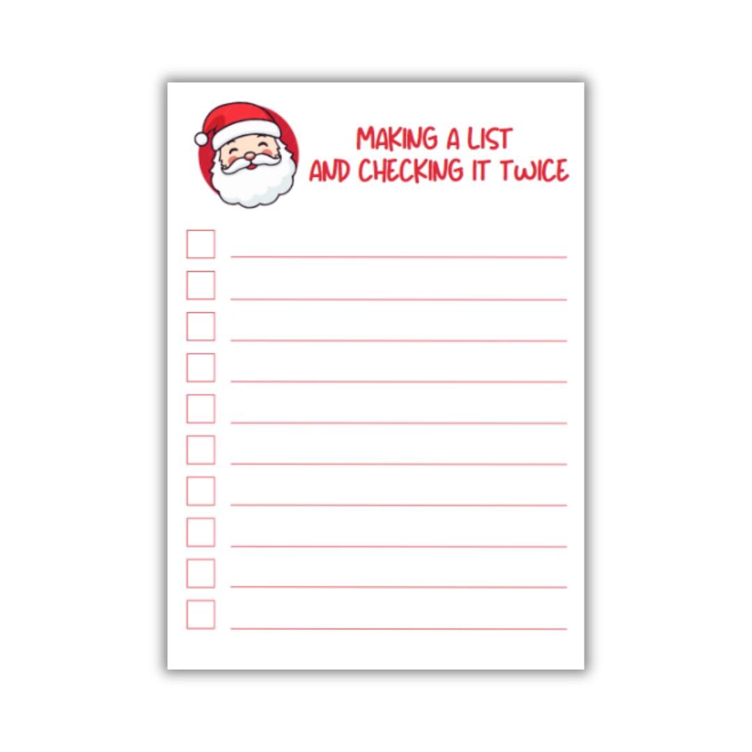 Christmas 5 In. X 7 In. Notepad, Notepads for Christmas, Making A List ...