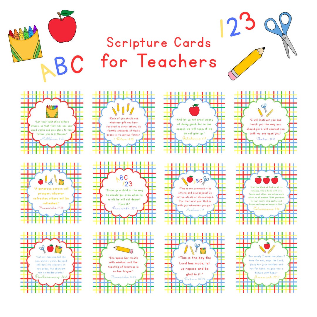 Scripture Cards for Teachers | Teacher Gifts | Back to School | Plaid ...
