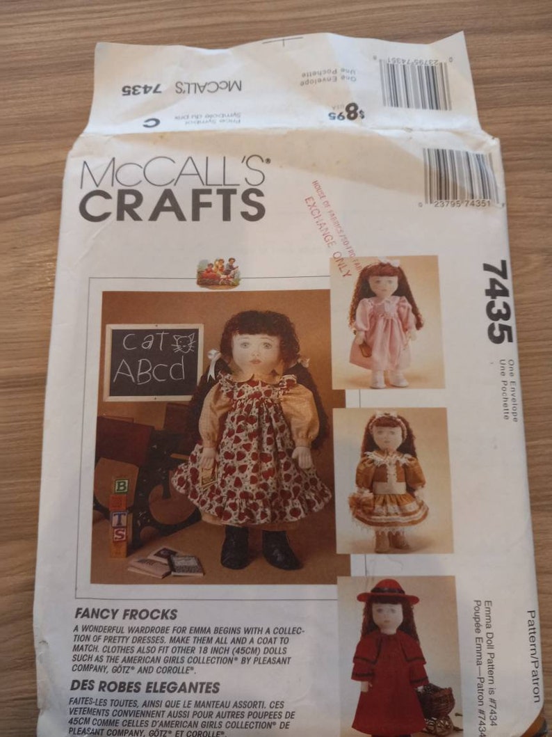 Mccall's Crafts 7435 Pattern New/uncut 18 Doll Clothes - Etsy