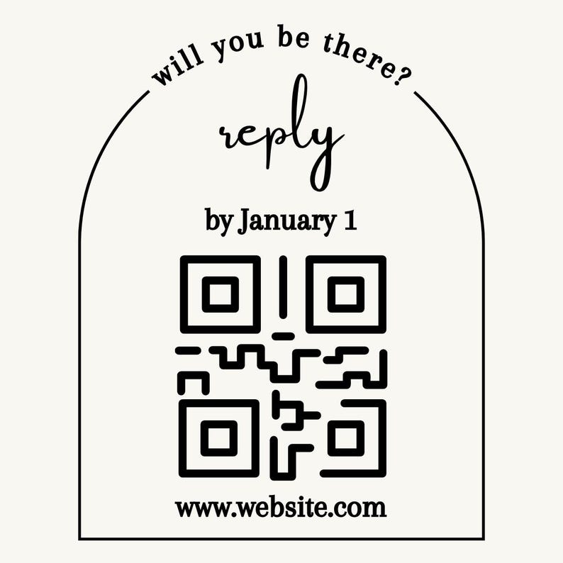 Arch RSVP Card Template, Editable Wedding RSVP QR Code Card, Modern ...