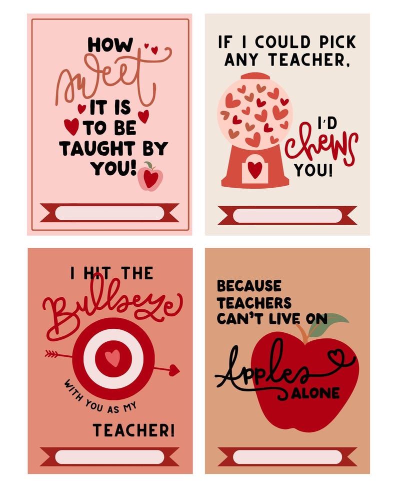 Gift Tag, Valentine's Day Appreciation for Teachers, INSTANT DOWNLOAD ...
