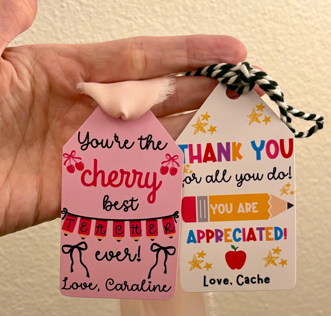 Editable Teacher Appreciation Week Gift Tags Thank You Teacher Gift Tag School Party Favor ...