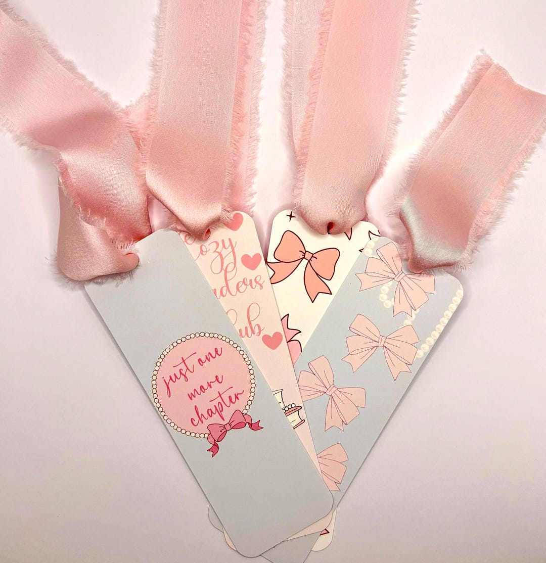 Bow Bookmark Set | Pink Bow Coquette Bookmarks, Double-sided Bookmarks ...