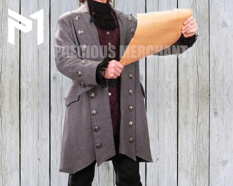 Blackbeard Pirate Captain Coat - Buccaneer Men's Halloween Costume ...