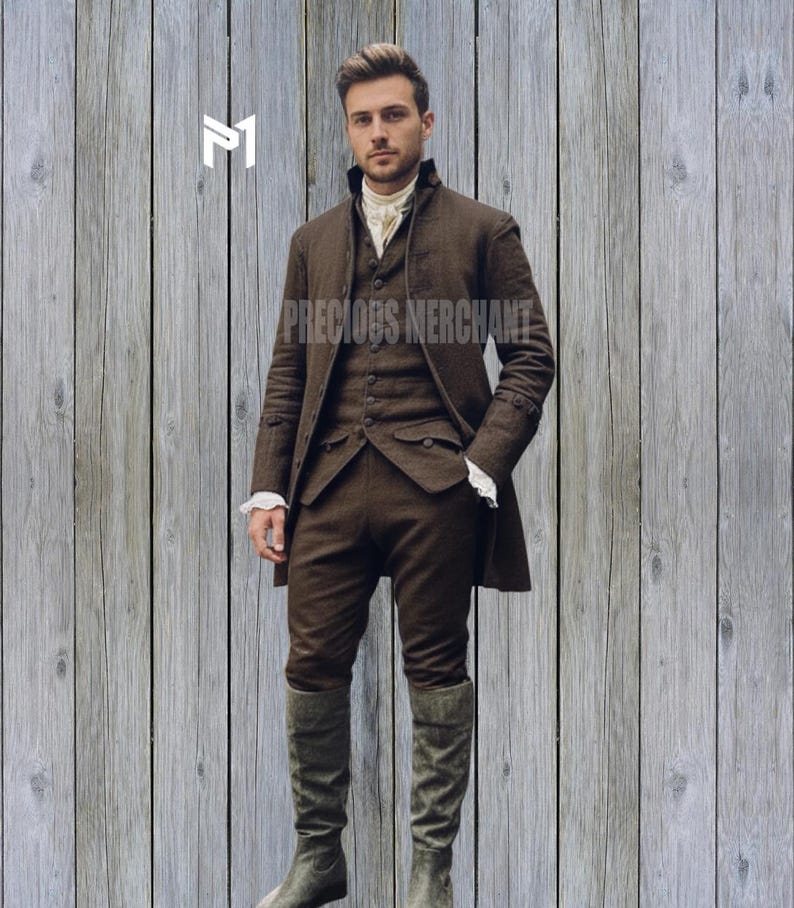 Men’s 18th Century Brown Wool Colonial Frock Coat – Historical ...