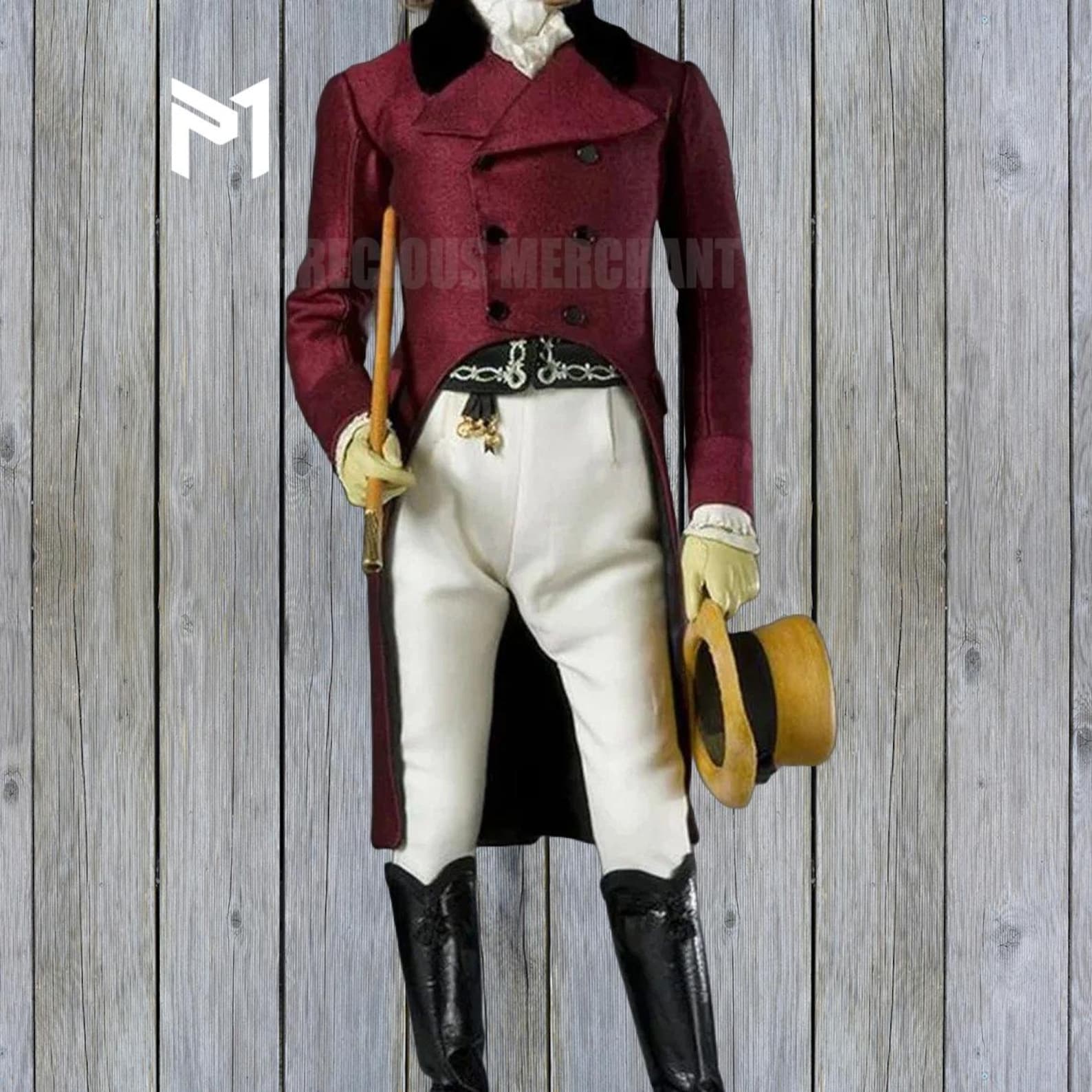 New Men's Maroon Regency Tailcoat - Mr. Darcy Inspired Wool Coat ...