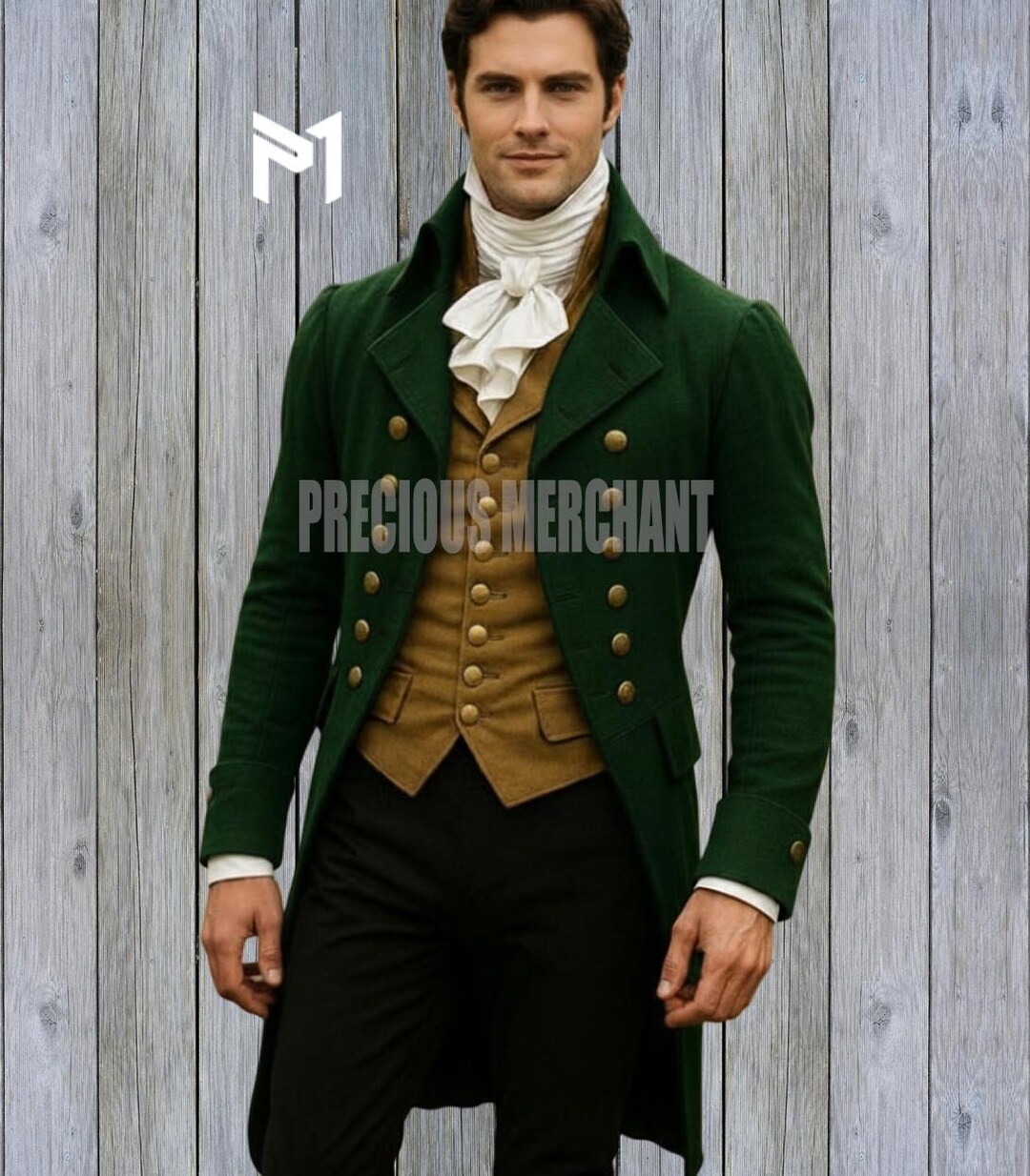 Green Regency Formal Coat: Vintage Men’s Tailcoat for Jane Austen ...
