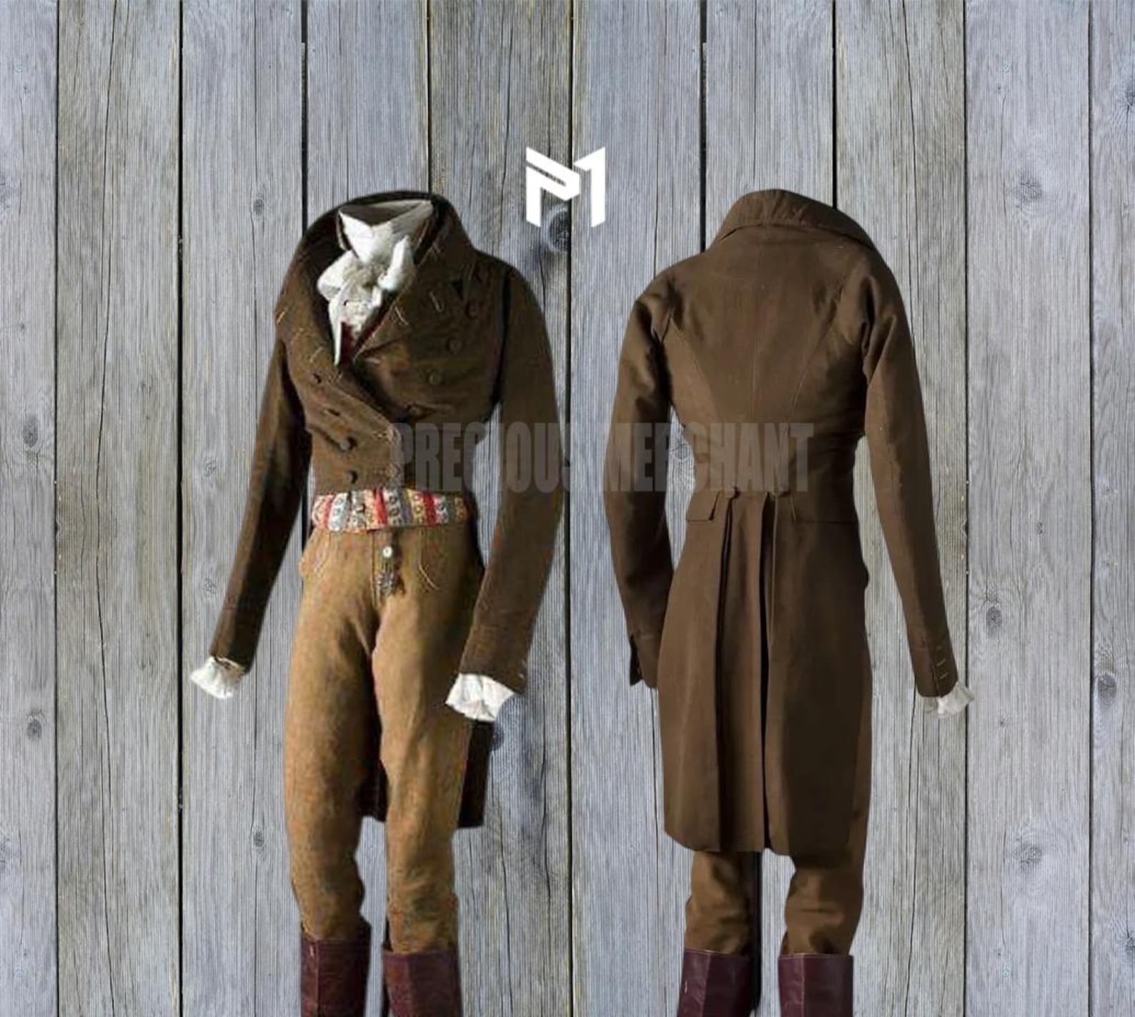 Men's Brown Wool Regency Frock Coat: British Military Tailcoat - Etsy