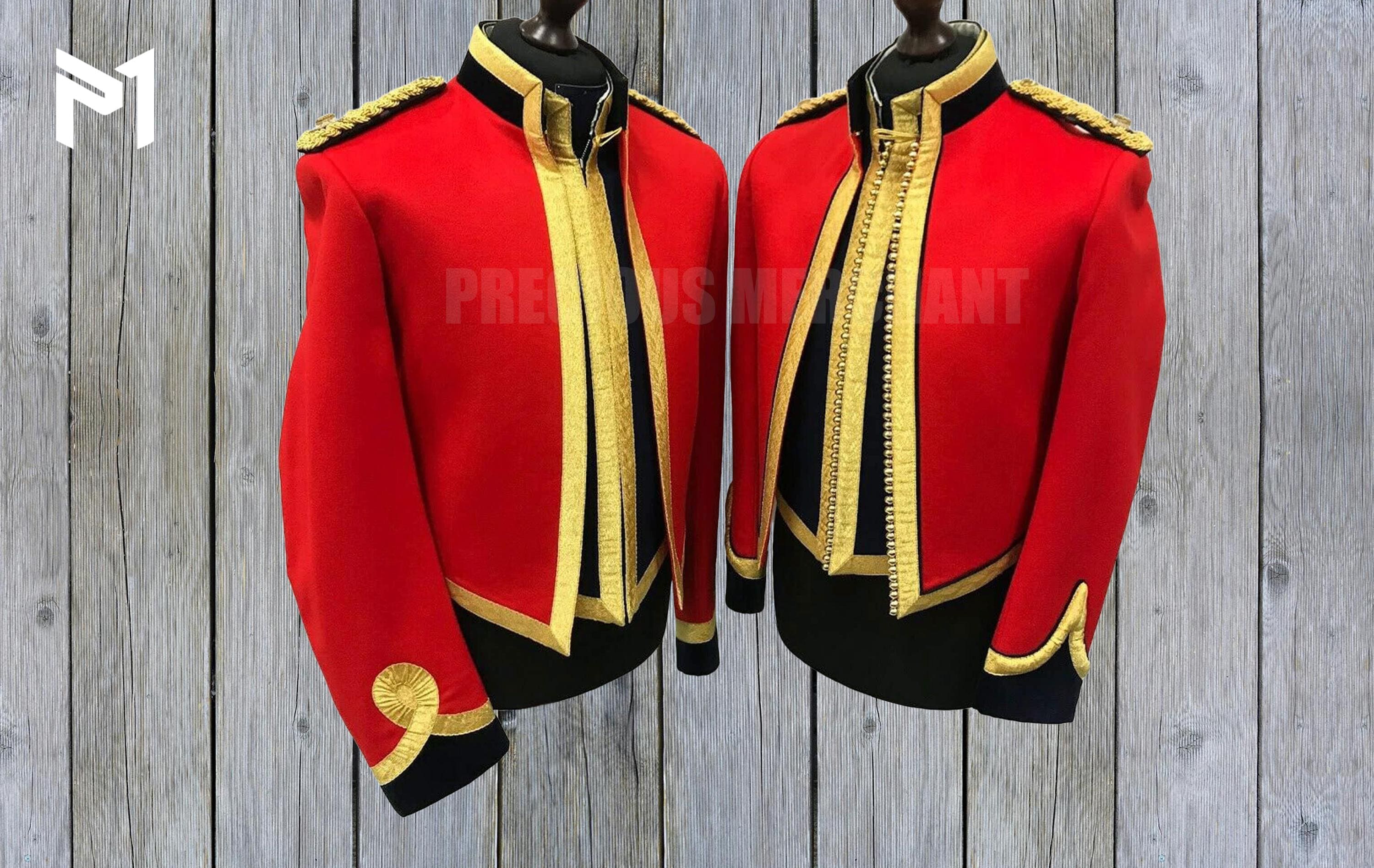 Red Mercian Regiment Officer Mess Dress Coat: Men's Hussar Jacket ...