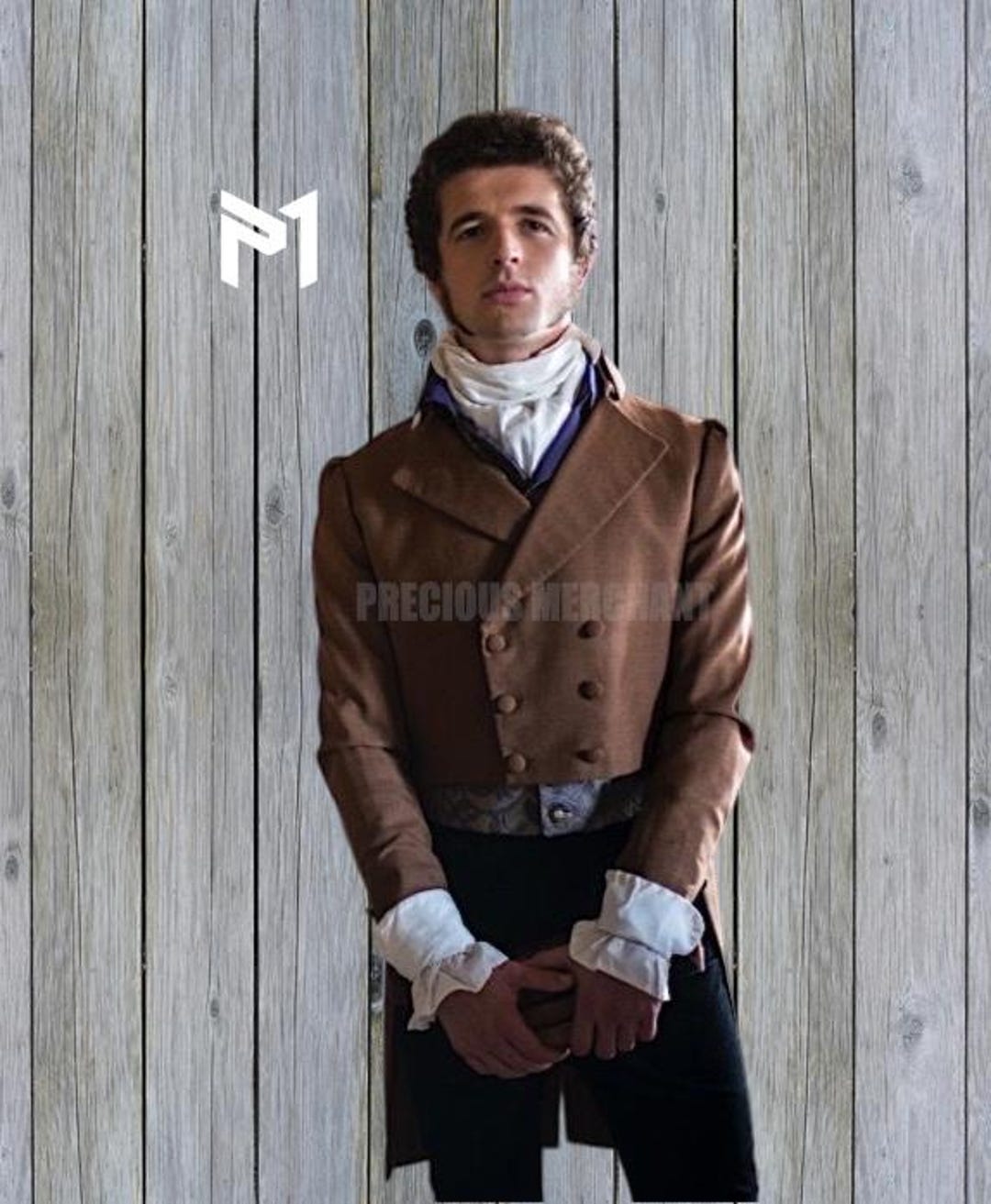 Men’s Brown Wool Tailcoat – Regency 1800s Military Style Jacket With ...