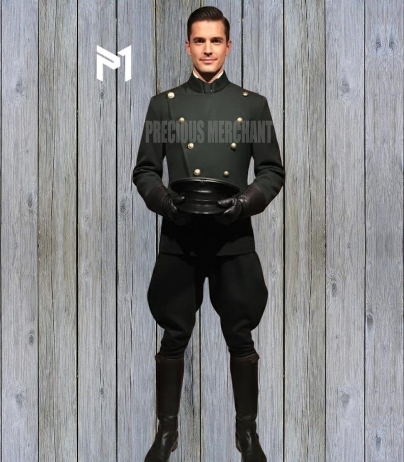 Green Chauffeur Uniform – 1930s Wool Military Jacket, Regency-inspired ...
