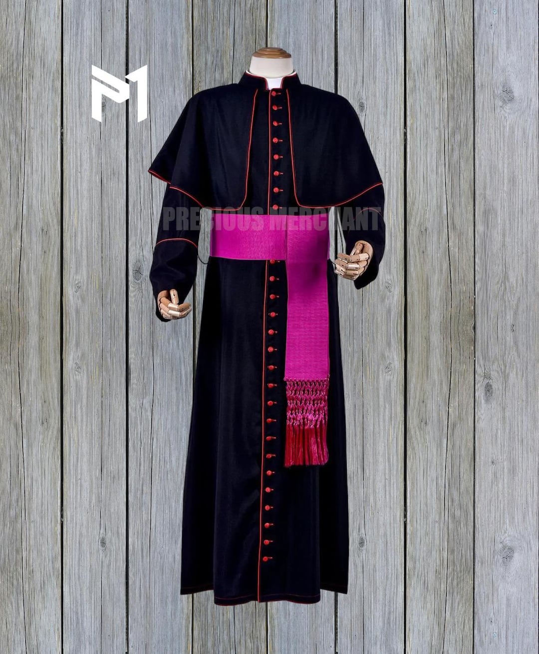 Bishop Cassock With Inverness Cape Medieval Clergy Robe & Cincture ...