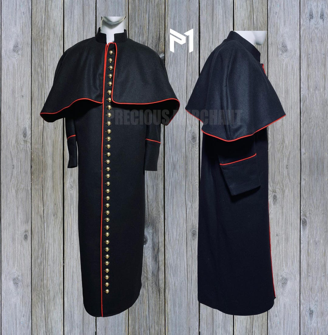 Bishop Cassock With Inverness Cape - Medieval Clergy Robe & Cincture ...