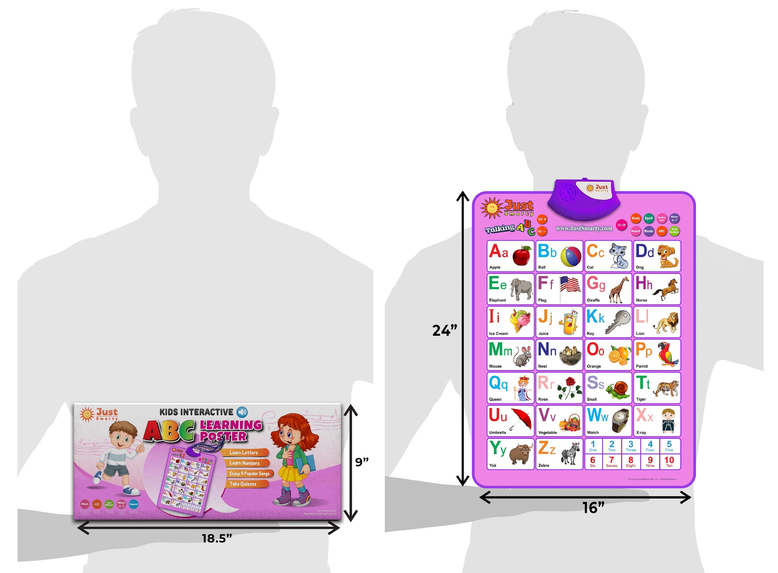 Just Smarty Pink Interactive Alphabet Poster, Best Educational Toy for ...