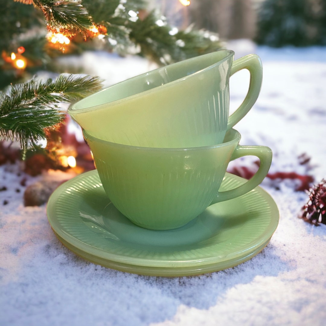 Jadeite Jane Ray Cups and Saucers - Etsy