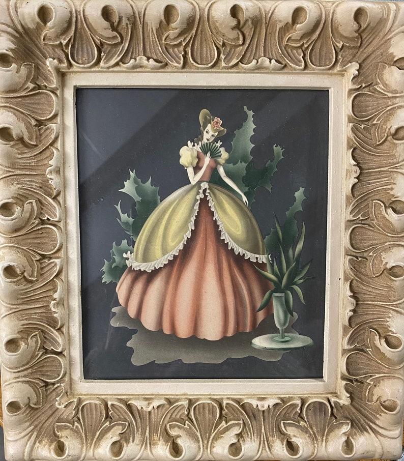 Vintage Framed Southern Belle Lady Turner Lithograph - Etsy