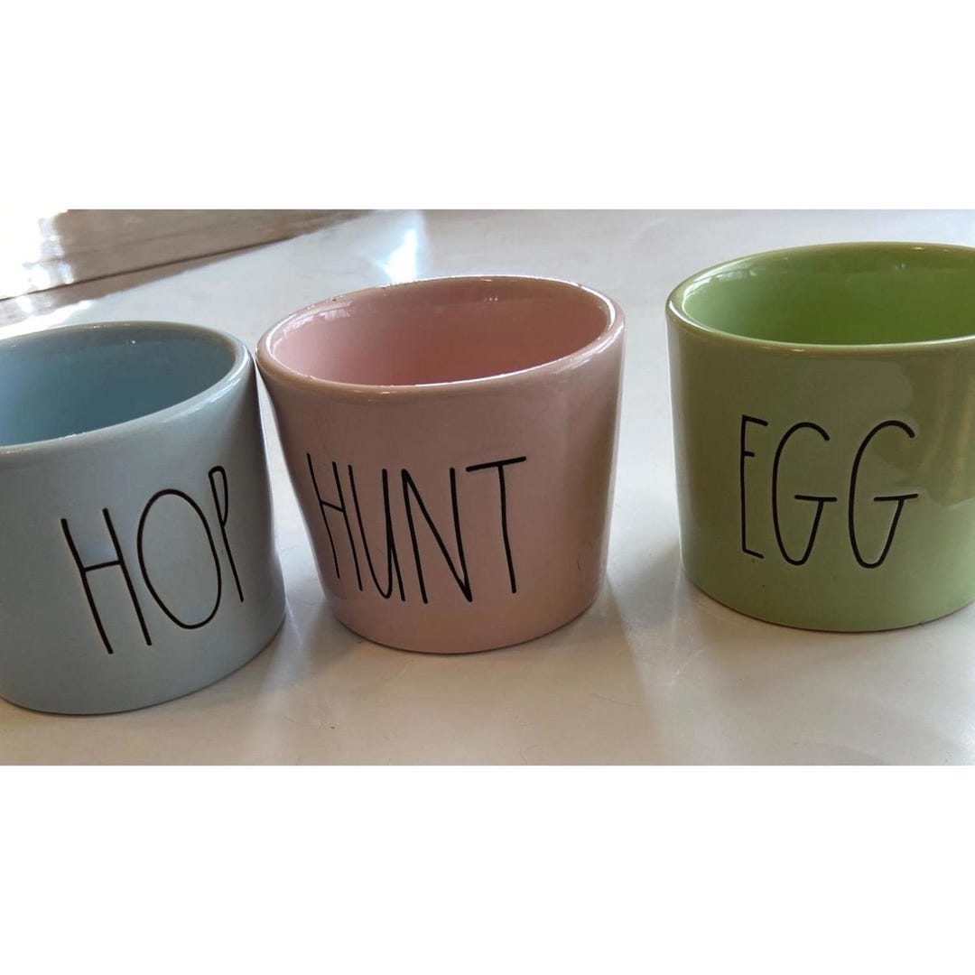 Rae Dunn Artisan Collection Ceramic Spring Cups Set of 3 - Hop Hunt Egg ...