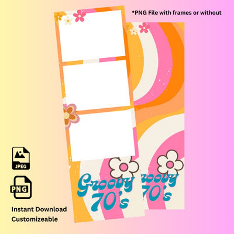 Groovy 70's Photo Booth Template for Retro Party Birthday Celebration ...
