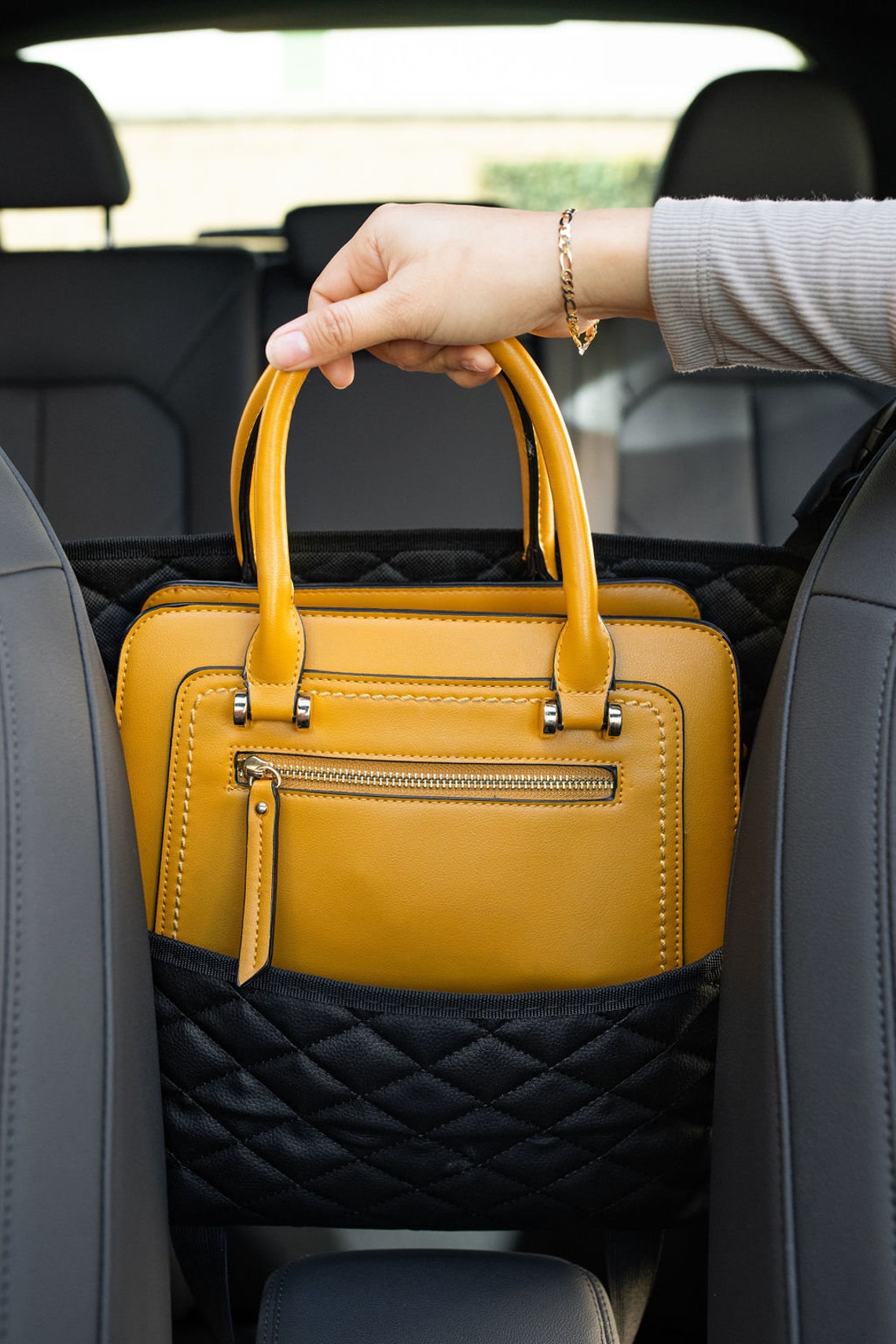 Car Handbag Holder With Two Extra Pockets Purse or Handbag Holder for ...