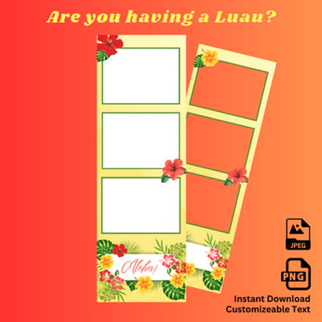 Luau Photo Booth Template Hawaiian Party Tropical Birthday Celebration ...
