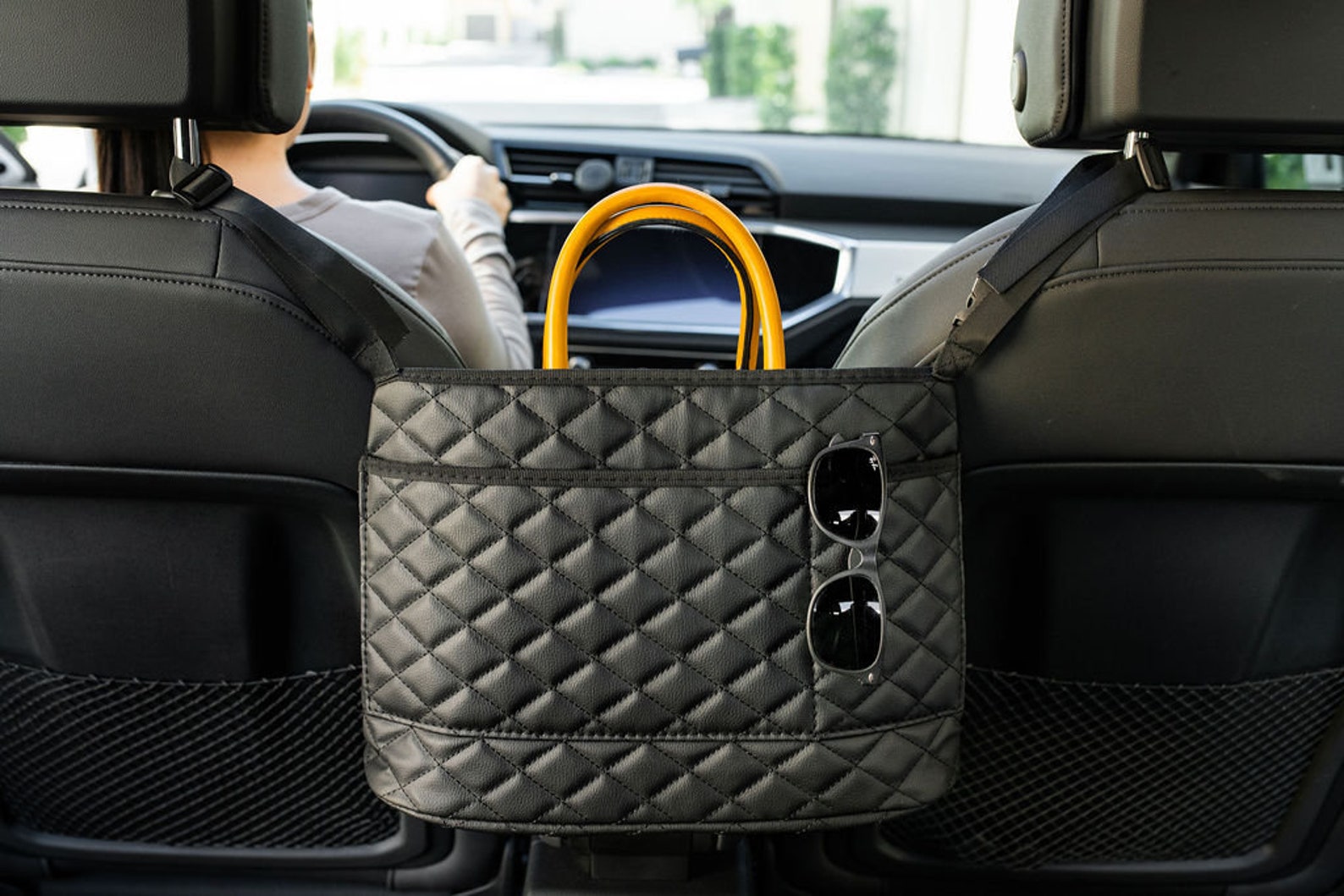 Car Handbag Holder With Two Extra Pockets Purse or Handbag Holder for ...