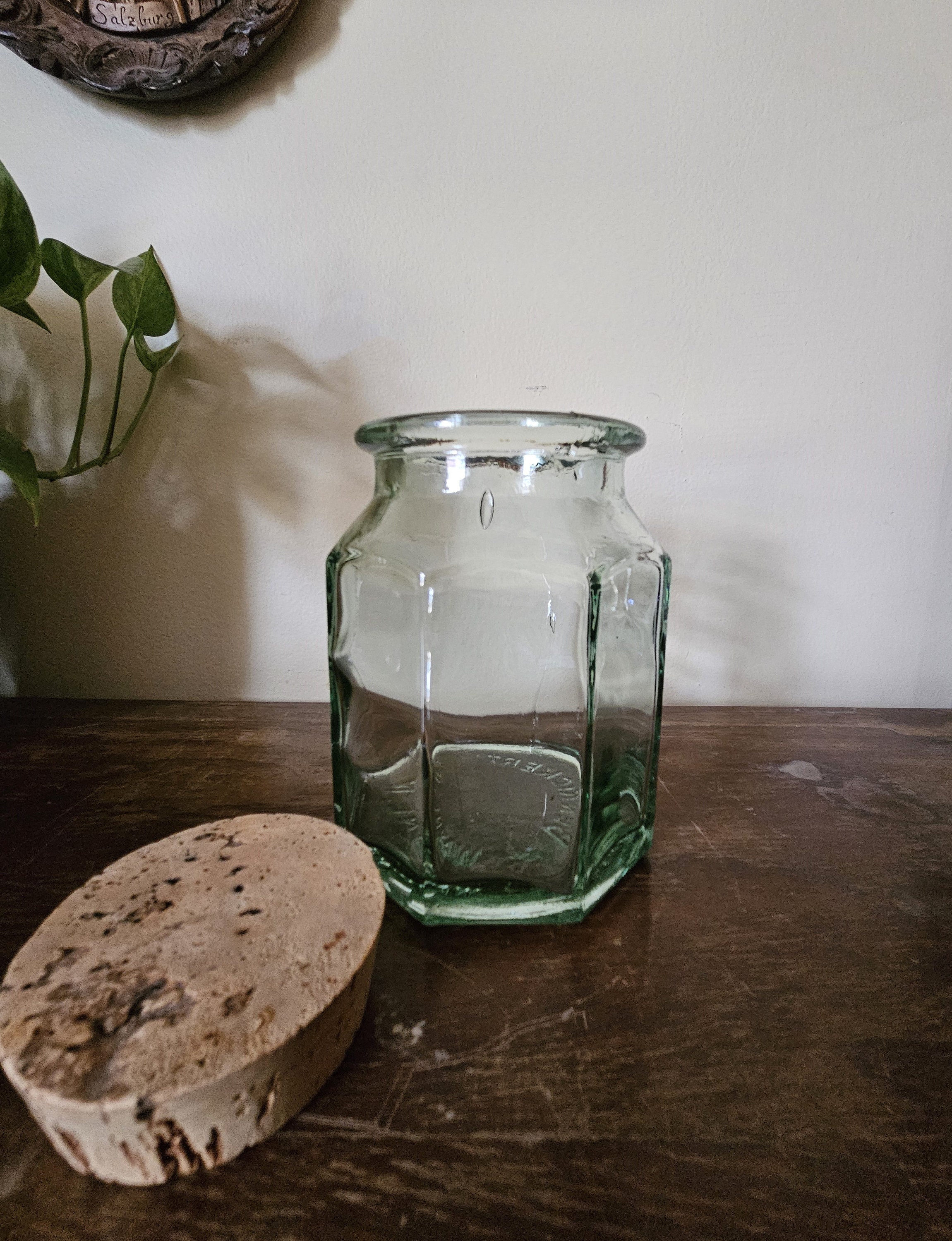 Vintage Ben Rickert Wayne N.J Octagonal Aqua Glass Jar With Cork Lid - Etsy