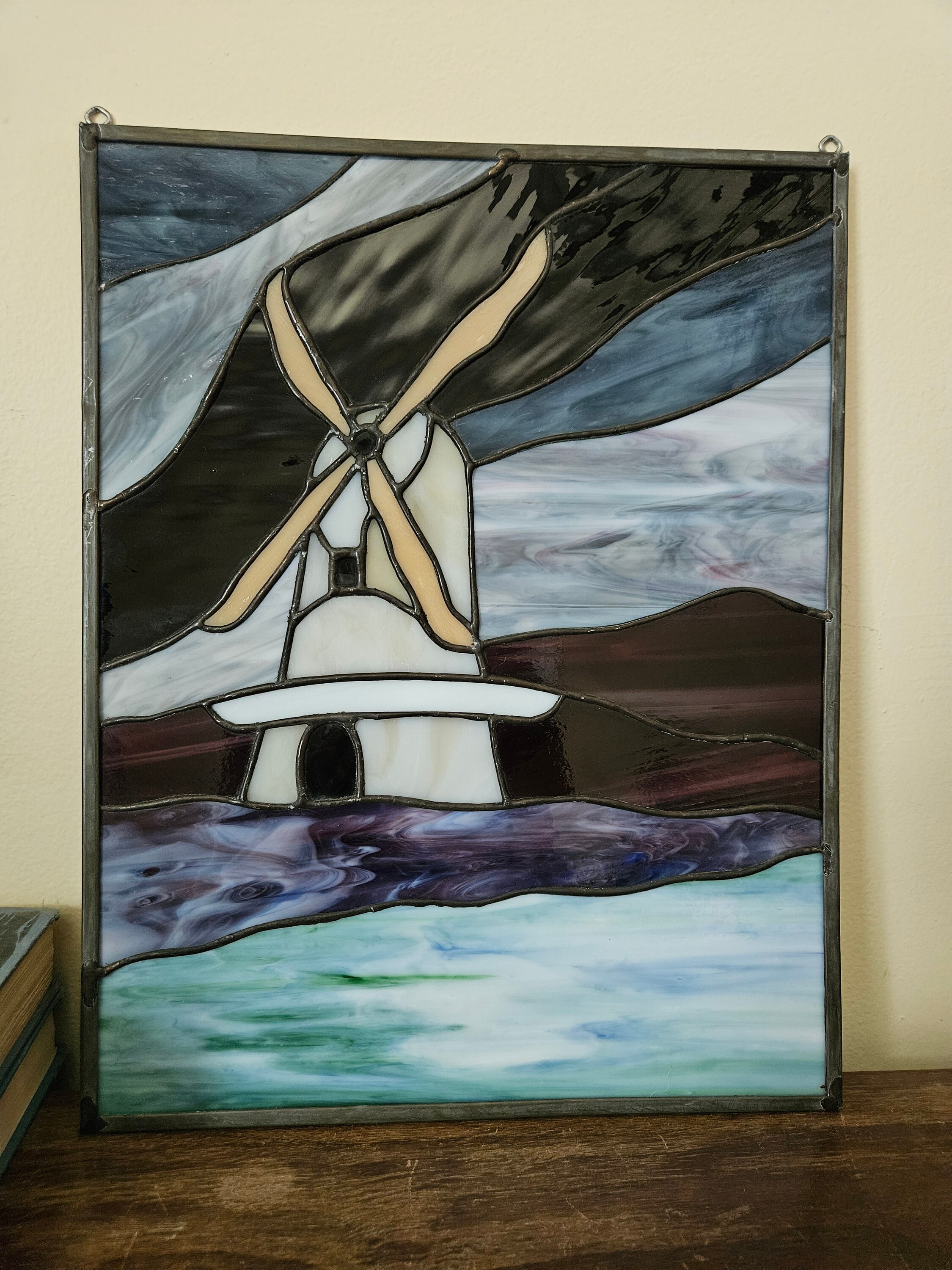 Vintage Stained Glass Windmill - Etsy