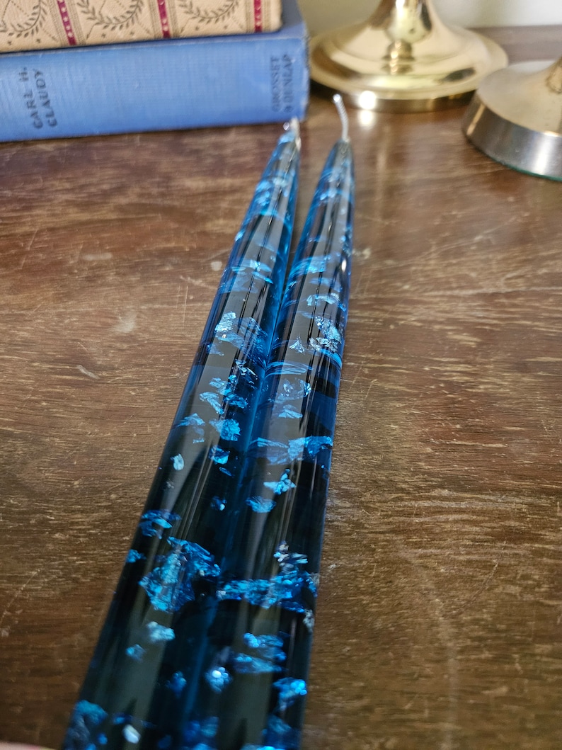 Pair of Mid-century Blue Lucite Candles With Silver Flecks - Etsy