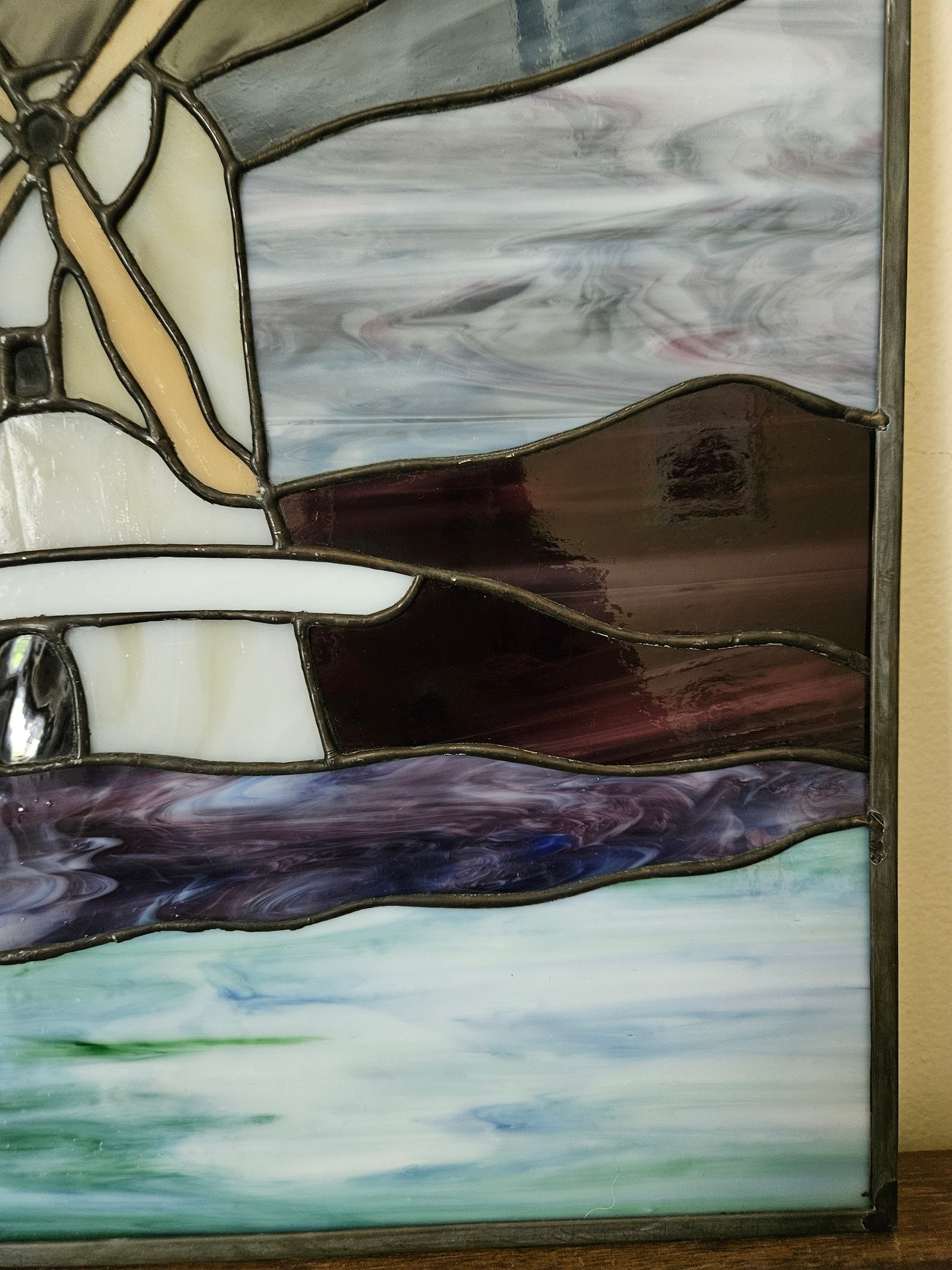 Vintage Stained Glass Windmill - Etsy