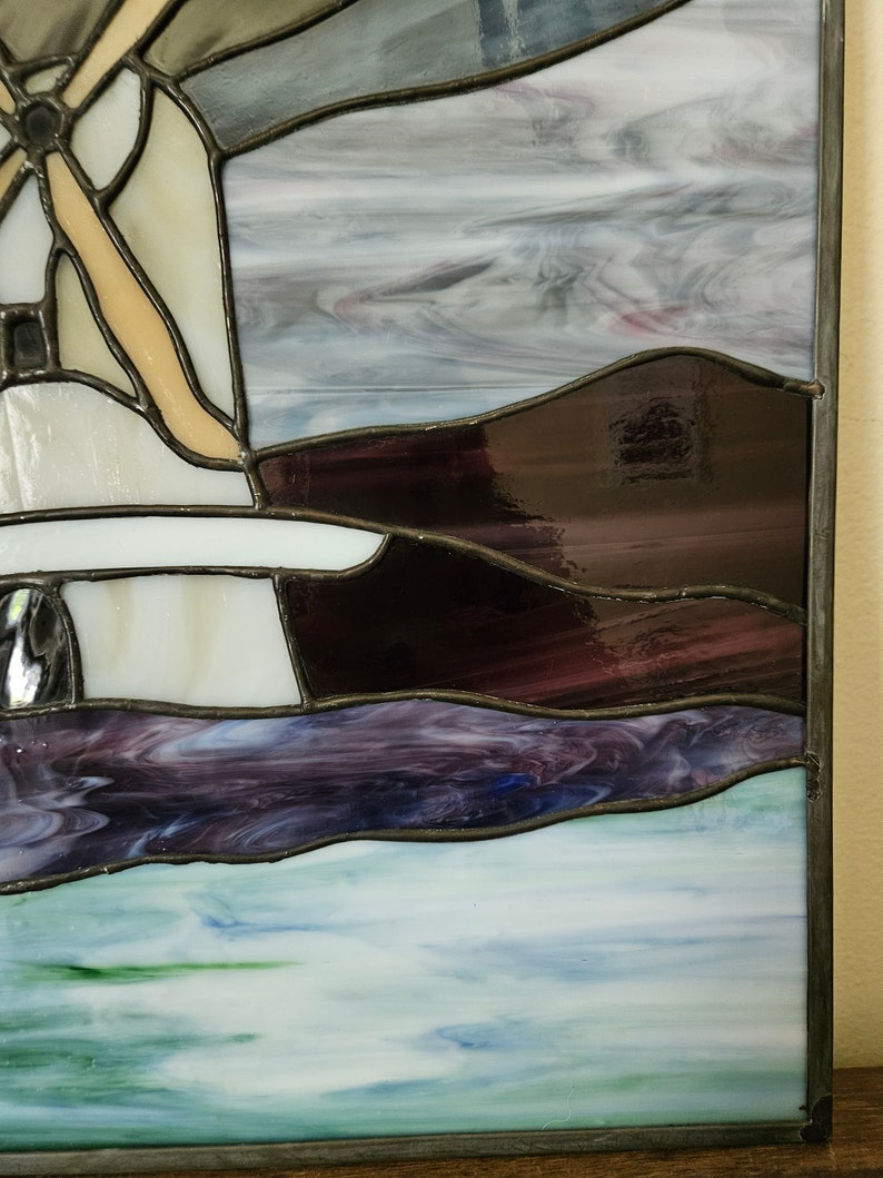 Vintage Stained Glass Windmill - Etsy