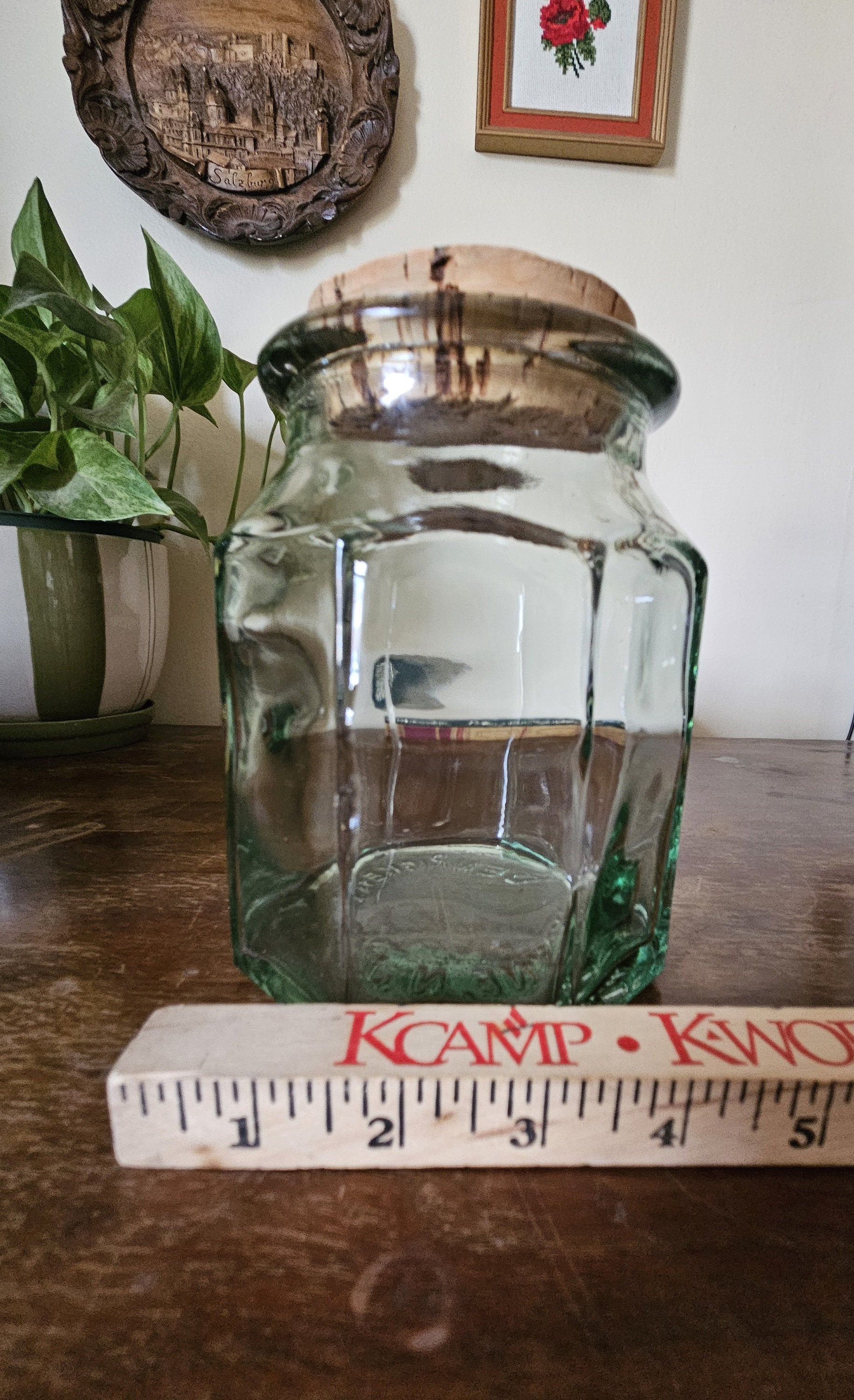 Vintage Ben Rickert Wayne N.J Octagonal Aqua Glass Jar With Cork Lid - Etsy
